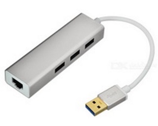 USB 3.0 – HUB 3port + RJ45 (ž) siva