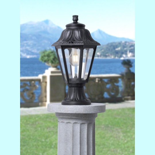 Crni stubni fenjer lampa 39cm Fumagalli