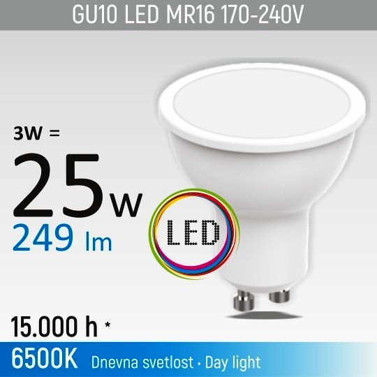 LED sijalica 3W GU10 hladno bela 6500K