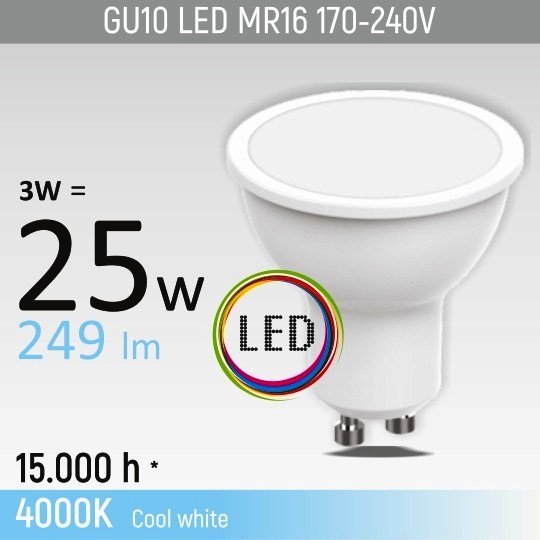 LED sijalica 3W GU10 bela 4000K