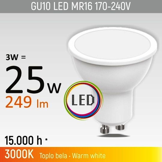 LED sijalica 3W GU10 toplo bela 3000K