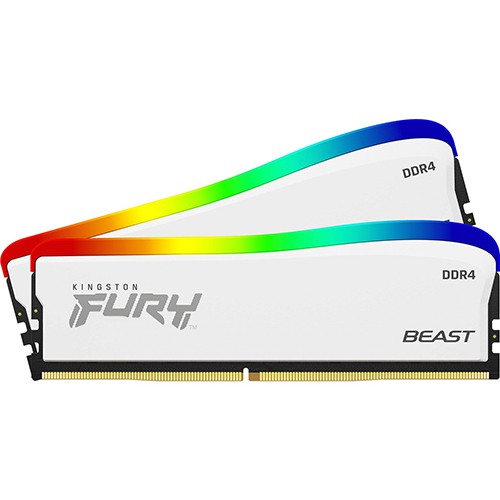 Kingston 32GB 3200MT/s DDR4 CL16 DIMM (Kit of 2) FURY Beast White RGB SE memorija | KF432C16BWAK2/32