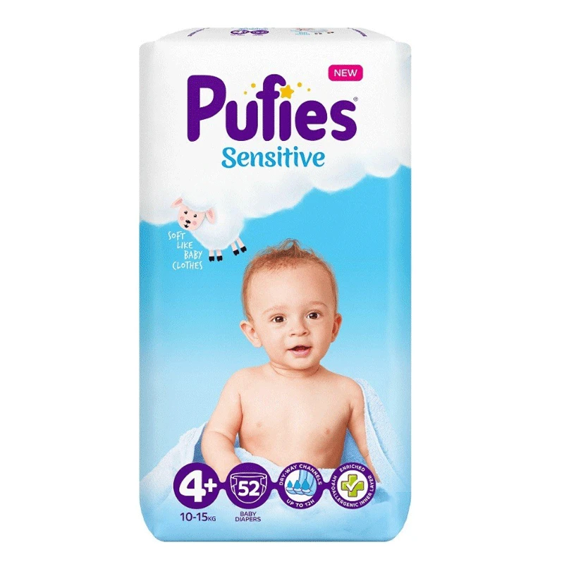 Pufies pelene za bebe Sensitive 4+, 52kom