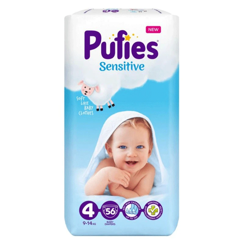 Pufies pelene za bebe Sensitive 4, 56kom