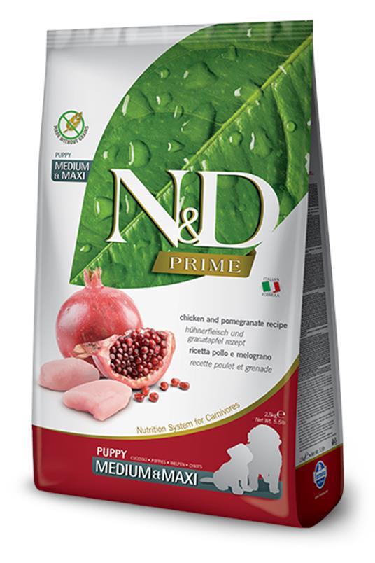 N&D Prime Dog Puppy M&L Chicken&Pomegranate 12KG