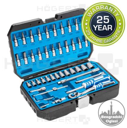 HOEGERT Set nasadnih ključeva 1/4″ 46 kom