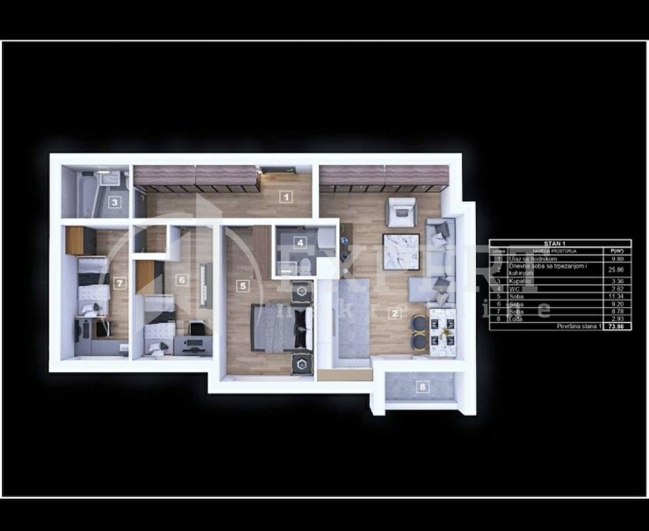 3. 5, 74m2, novogradnja, pdv, parking