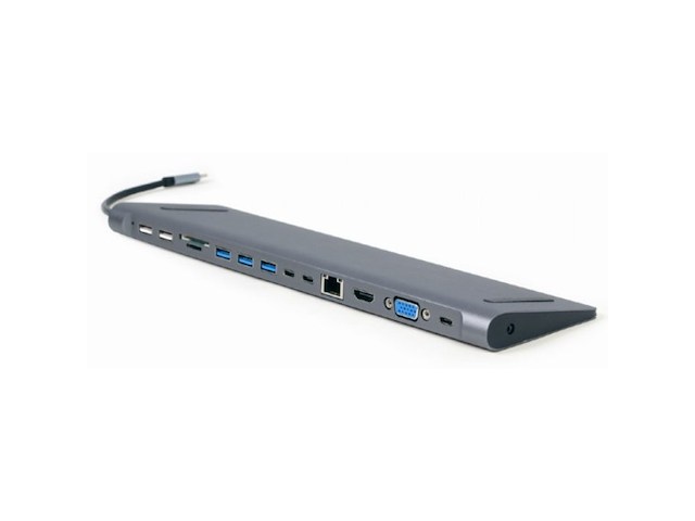 A-CM-COMBO9-01 Gembird USB Type-C 9-in-1 multi-port adapter USB hub+HDMI+VGA+PD+card reader+LAN+3.5m