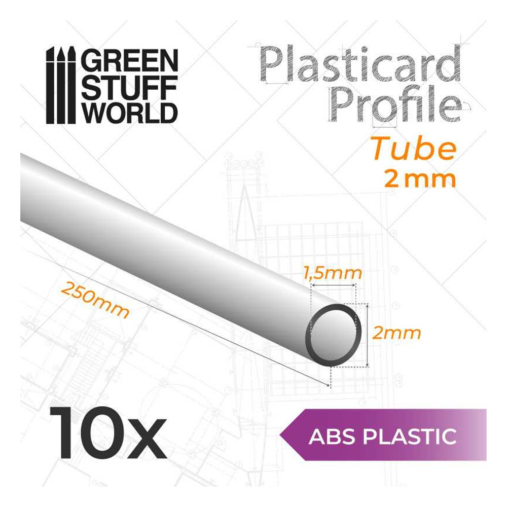 Perfil Plasticard - ABS Round Tube profile 2mm PACK
