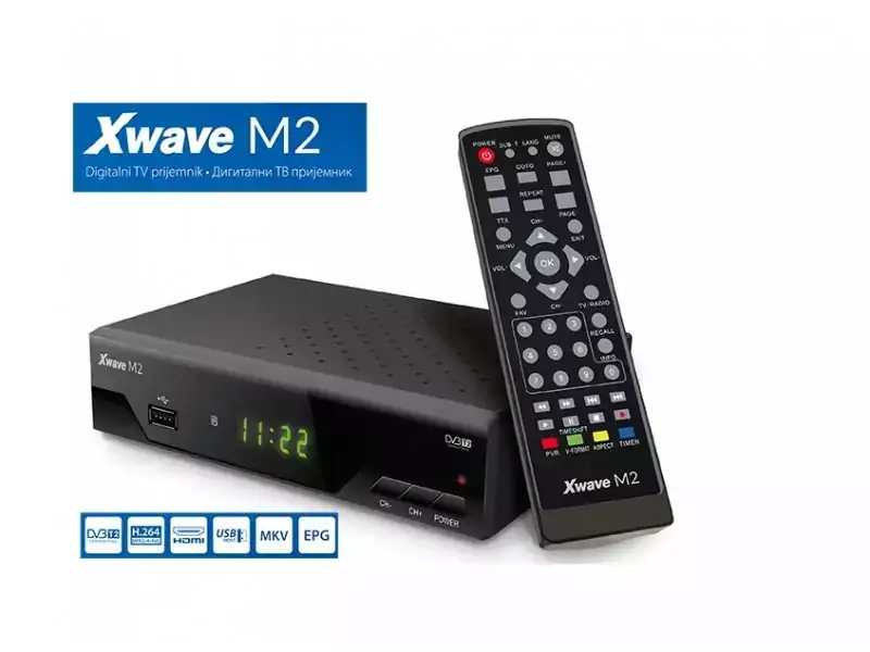 X WAVE DVB-T2 SET TOP BOX,METALNO KUCISTE,LED DISPLEY, SCART,HDMI,USB, MEDIA PLAYER