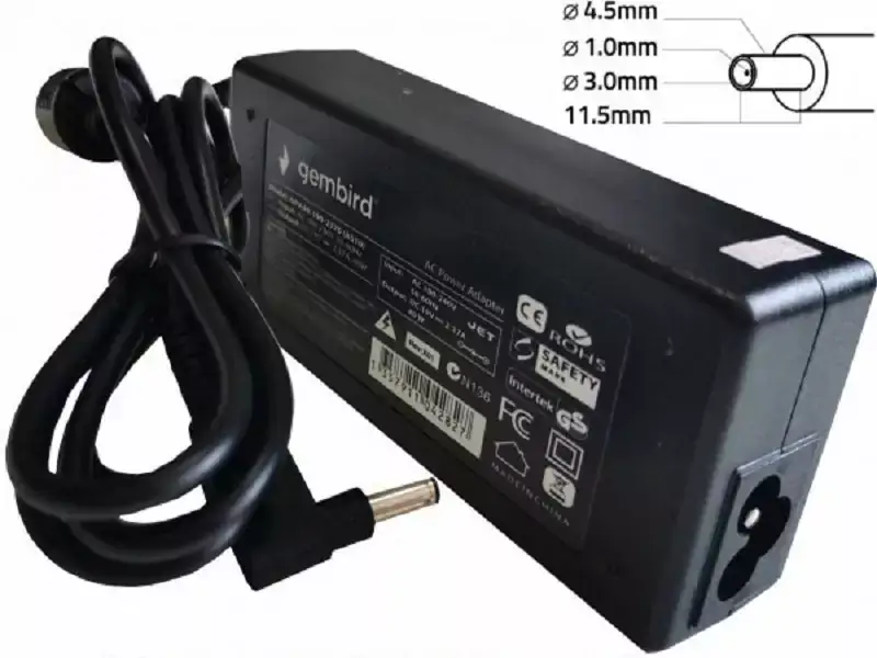 GEMBIRD NPA65-195-3330 (HP07) PUNJAČ ZA LAPTOP 65W-19.5V-3.33A, 4.5×3.0MM PIN BLUE(901 ALT=DE11) 38960