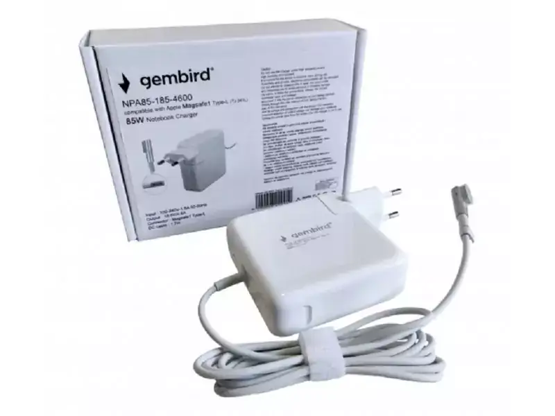 GEMBIRD NPA85-185-4600 (TJ-341L APPLE TYPE-L) PUNJAČ ZA MACBOOK 85W-18.5V-4.6A, MAGSAFE1 TYPE-L 40092