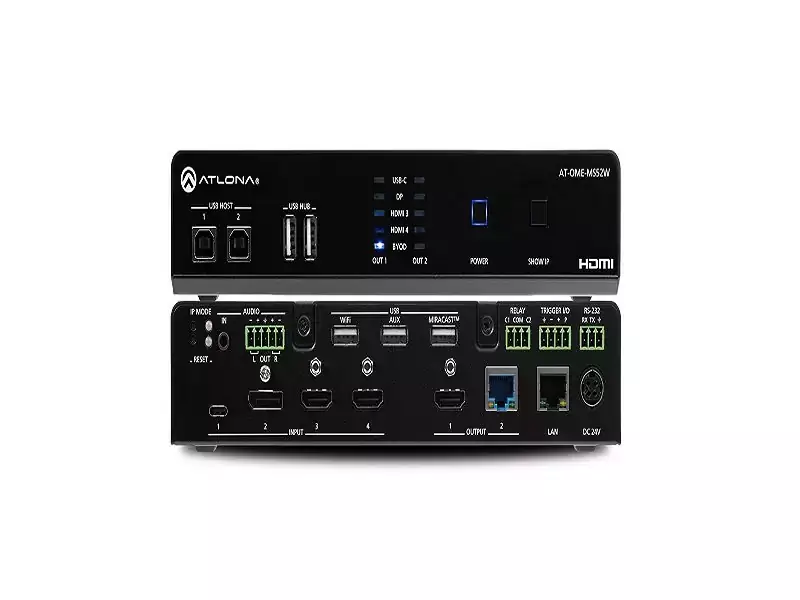 ATLONA 5Ž2 MATRIX SWITCHER SA HDMI,USB-C I WIELESS LINKOM AT-OME-MS52W-EU