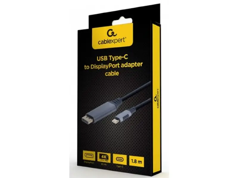 GEMBIRD CC-USB3C-DPF-01-6 USB TYPE-C TO DISPLAYPORT MALE ADAPTER CABLE, SPACE GREY, 1.8 M 42551