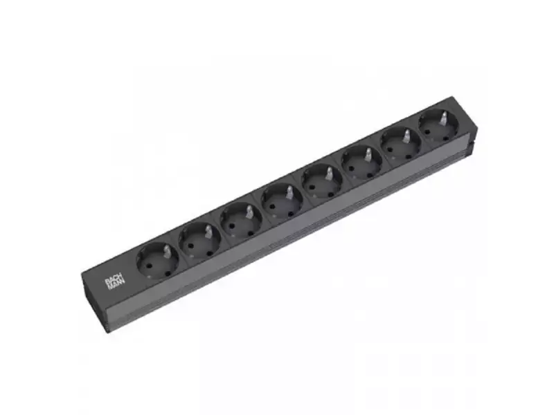 BACHMANN PDU BASIC PVC 19”1U, 8XŠUKO,16A, KABL 2M,CRNA