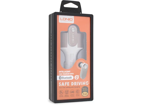 Ldnio Auto punjač dual USB 4.2A sa Bluetooth slusalicom bCM22