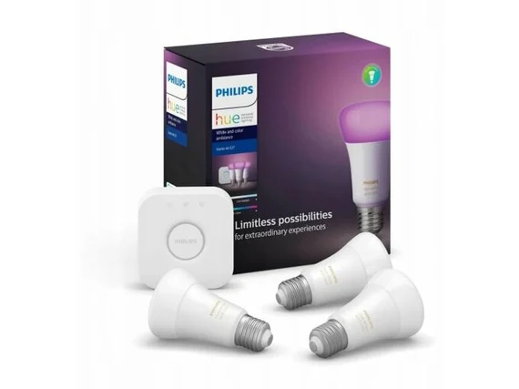 Philips 3set HUE WCA RGB 9W A60 E27 EUR PMO