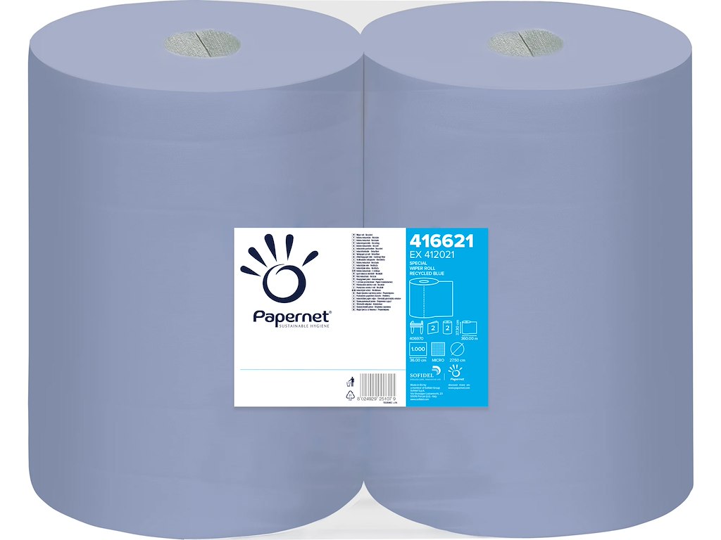 Papernet Industrijski papir Blue 1000 listića 2 rolne