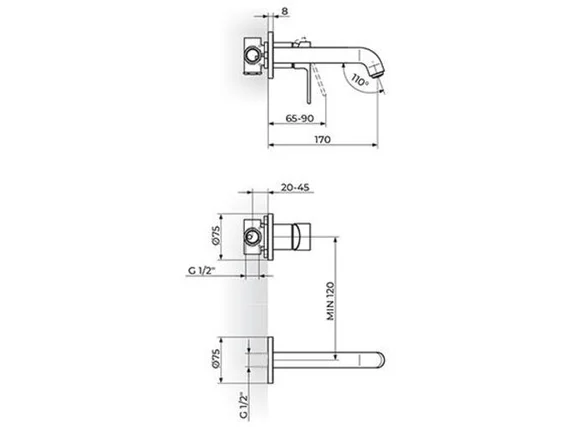 Rosan Slavina za lavabo ugradna 2/1 S2 231402B