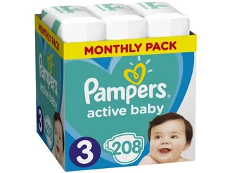 Pampers Active baby pelene mesečno pakovanje S3 (208)