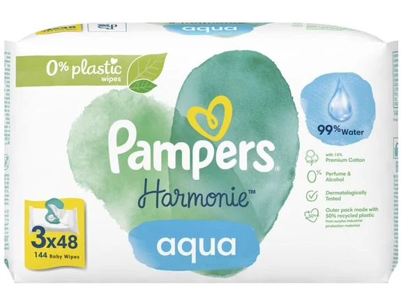 Pampers Vlažne maramice Harm 3x48kom Aq Plastic