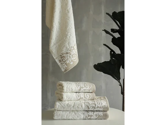 DekorDom Peškir Jacquard Floral 70x140cm - Ivory