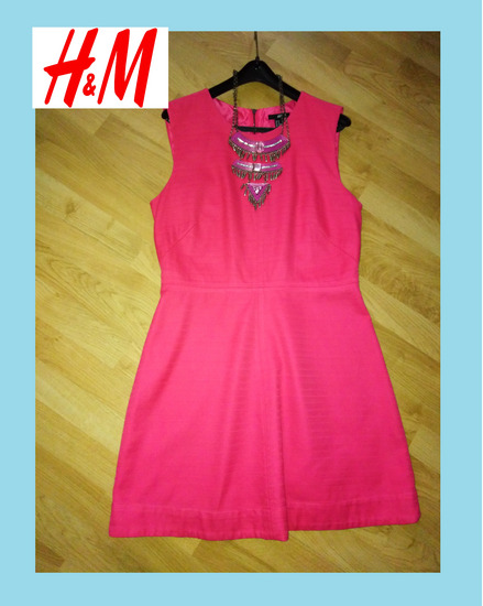 H&M pink haljina, L, kvalitetna