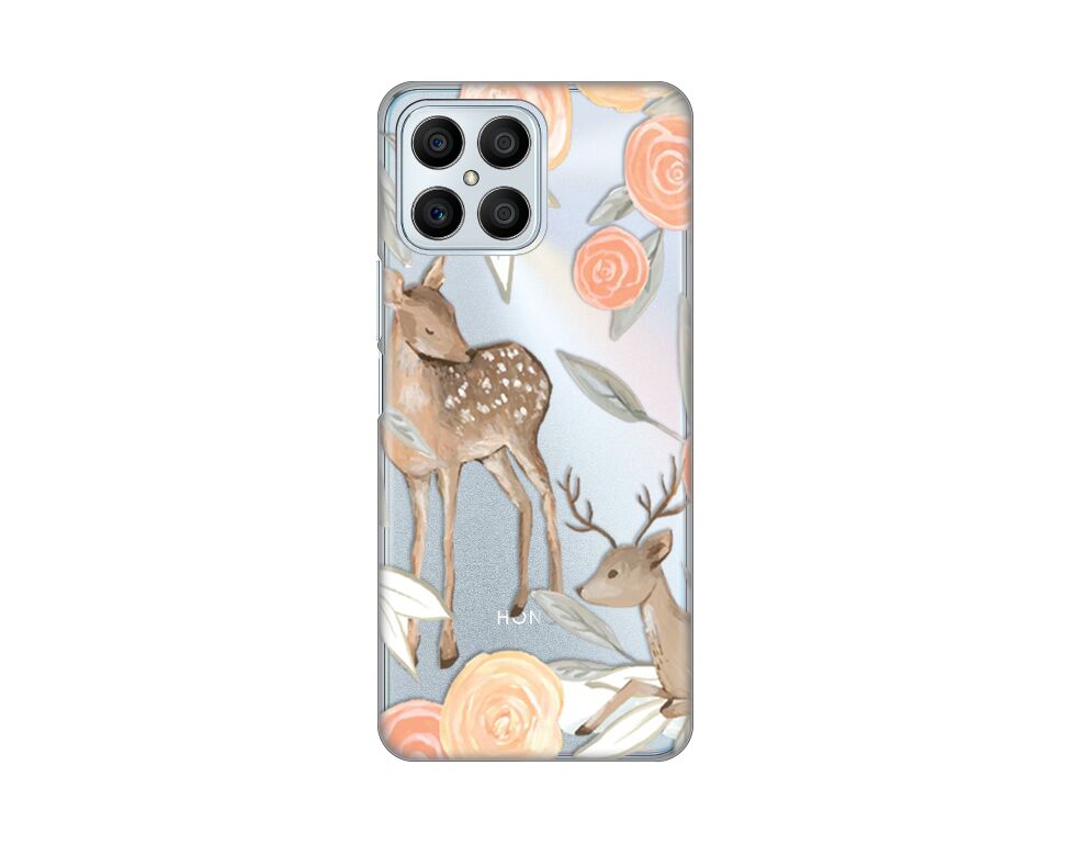 Silikonska futrola PRINT Skin - Huawei Honor X8 Flower Deer