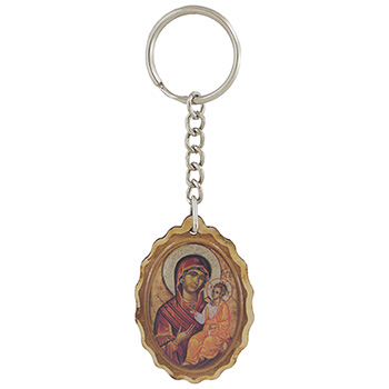 Drveni privezak za ključeve "Presveta Bogorodica"