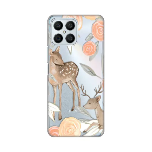 Silikonska futrola - maska print Skin za Huawei Honor X8 Flower Deer