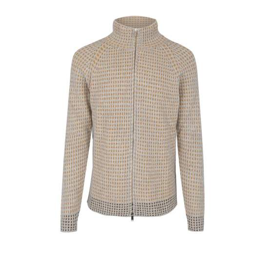 VAKKO by DANIELE FIESOLI BEIGE ZIPPER KNITWEAR JACKET