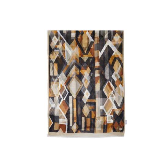 VAKKO GEOMETRIC PATTERNED WOOL SILK shawl