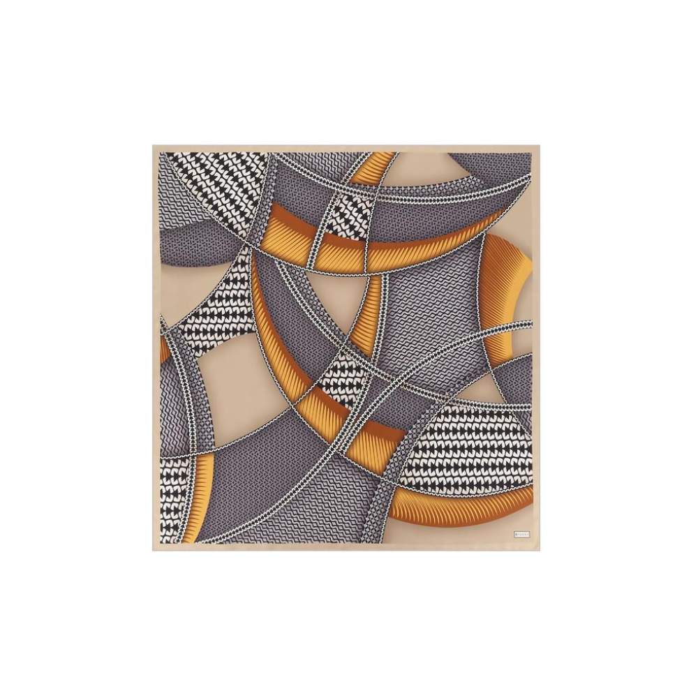 VAKKO GEOMETRIC PATTERNED SILK SCARF