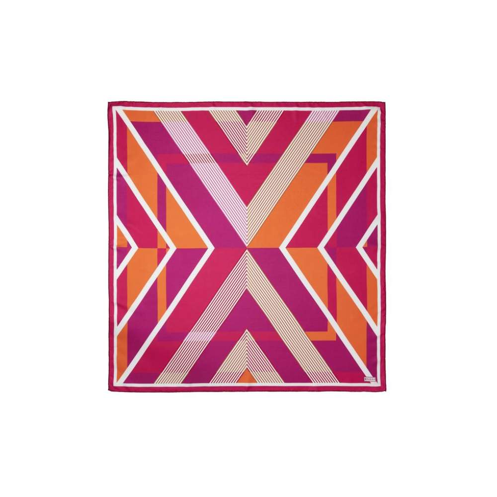 VAKKO GEOMETRIC PATTERNED SILK SCARF