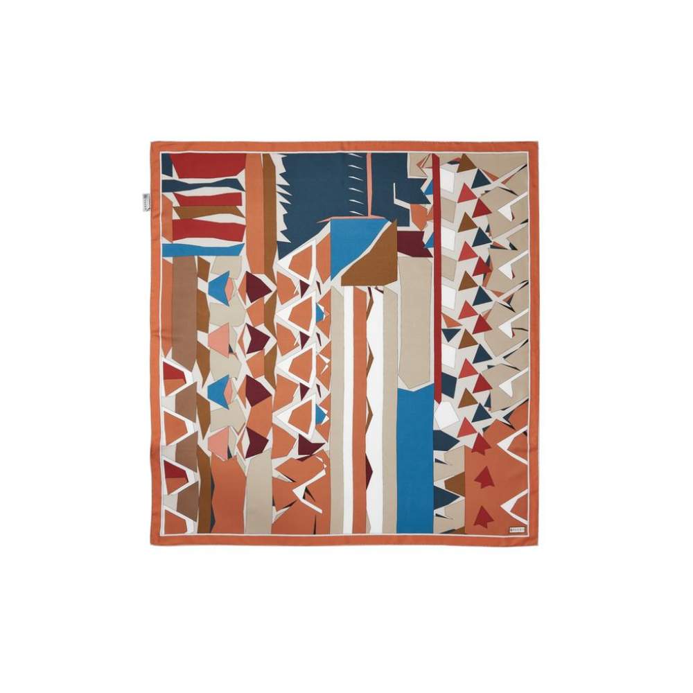 VAKKO GEOMETRIC PATTERNED SILK SCARF