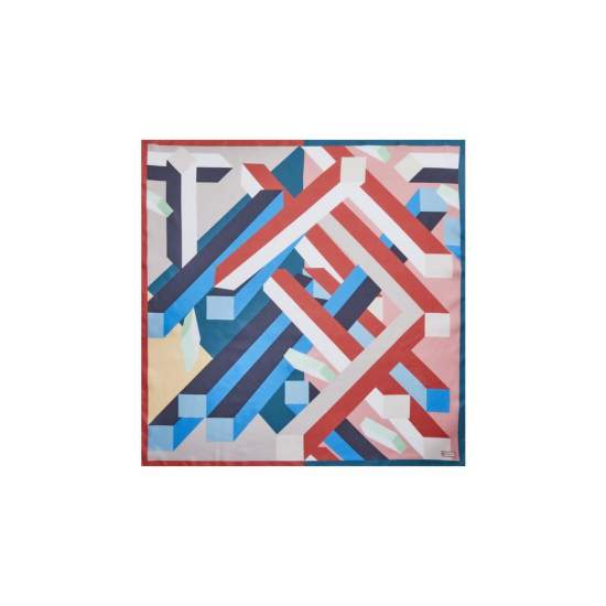 VAKKO GEOMETRIC PATTERNED SILK SCARF