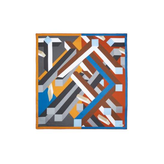 VAKKO GEOMETRIC PATTERNED SILK SCARF