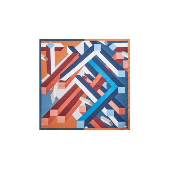 VAKKO GEOMETRIC PATTERNED SILK SCARF