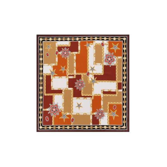 VAKKO OBJECT PATTERNED SILK SCARF