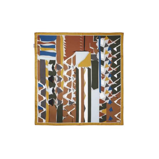 VAKKO GEOMETRIC PATTERNED SILK SCARF