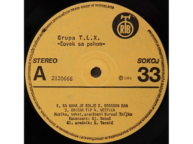 LP GRUPA T-L-X - Čovek sa pehom (1982) samo ploča
