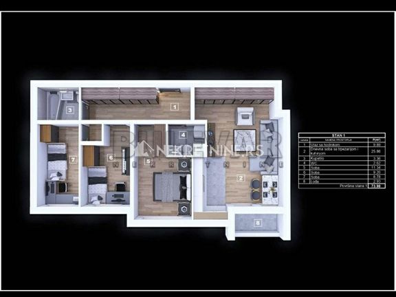 3.5, 74m2, novogradnja, pdv, parking