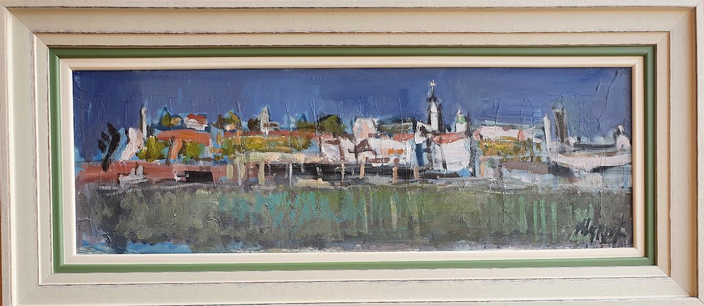 Beograd, Zvonko Šindić, ulje na platnu, luks uramljena, sa 33×73 cm, bez 20×60 cm, sertifikat, 130 eura