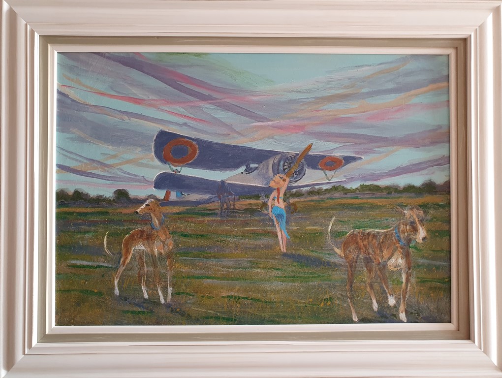 Avion, Zoran Nastić, ulje na lesonitu, luks uramljena, sa 61×81 cm, bez 45×65 cm, sertifikat, 340 eura