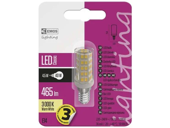 Emos Led sijalica classic JC A++ 4.5W E14 WW ZQ9140