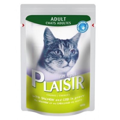 Plaisir Cat Adult preliv losos i bakalar 100g