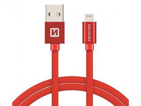 SWISSTEN Data kabl tekstil USB na iPhone 1.2m crveni