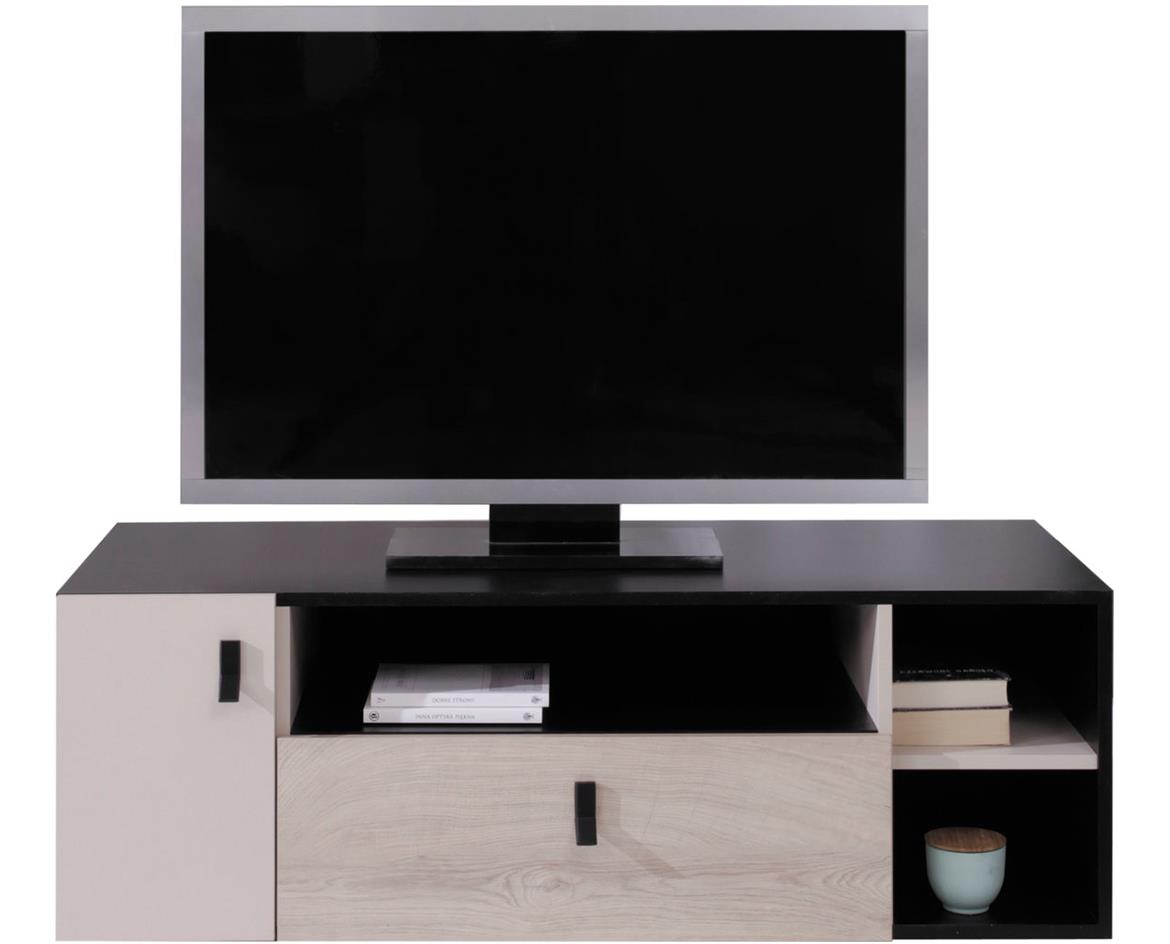 Planet Pl10 Tv komoda 1 vrata+1 fioka+3 otvora 120x50x40 crni/sivi hrast