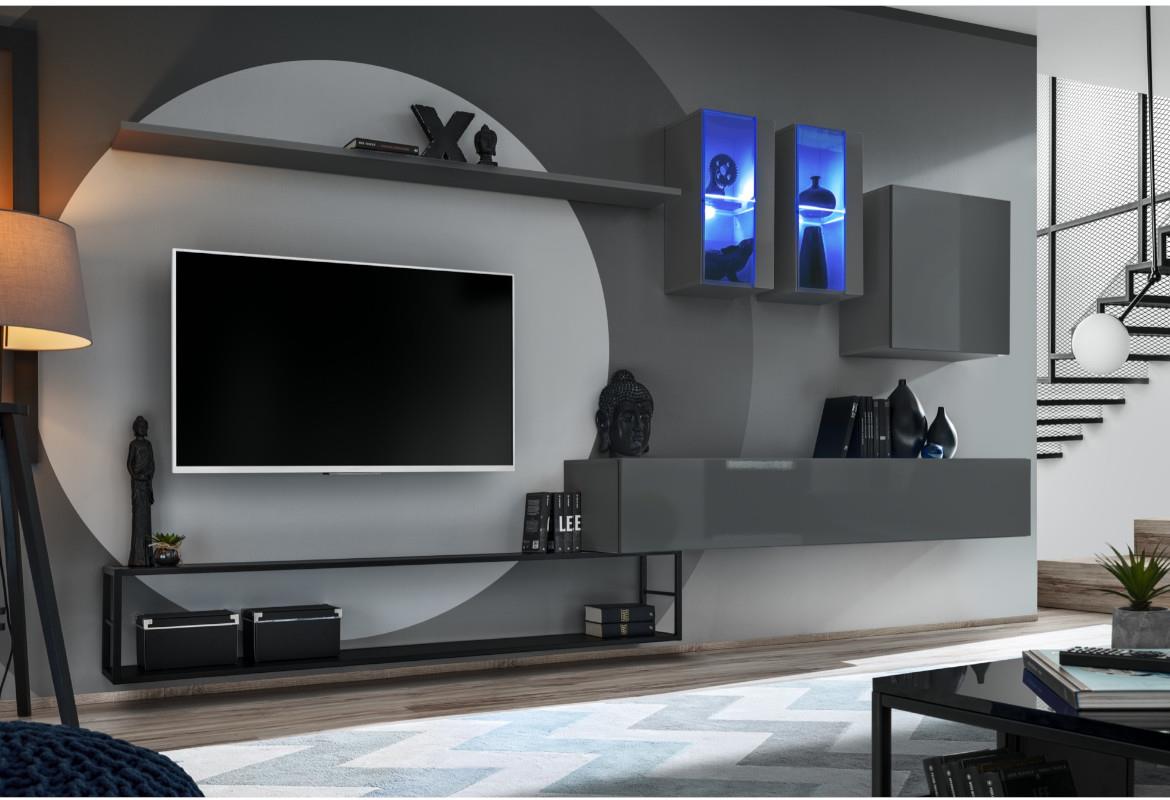 Switch Met I regal+LED 330x40x180 sivi visoki sjaj