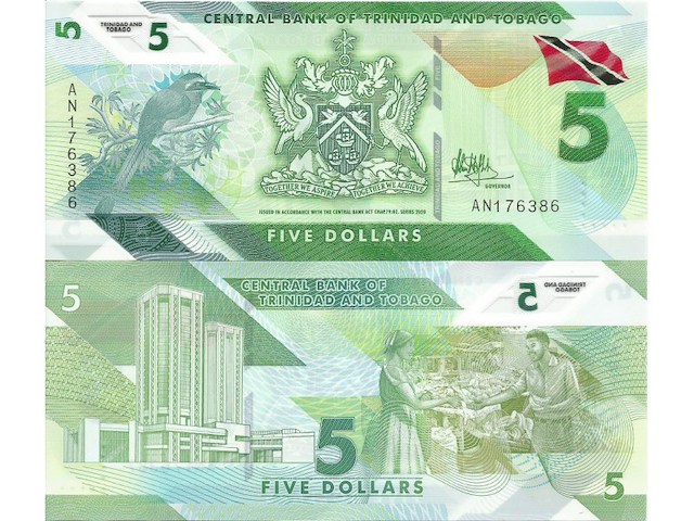 Trinidad and Tobago 5 dollars 2021. UNC Polimer